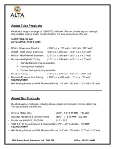 Alta Tube & Bar Products | Alta Tube & Bar